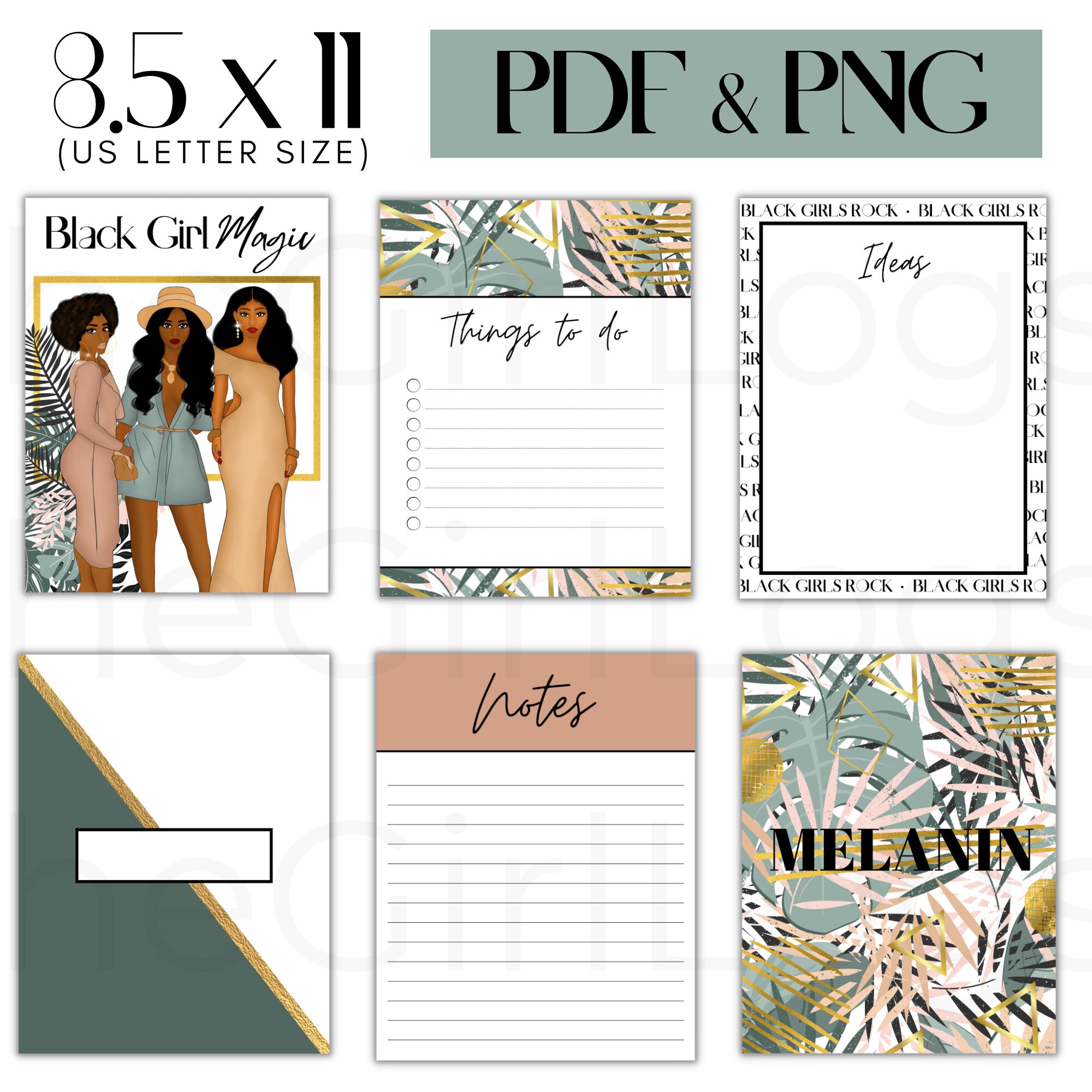 African American, Black Girl Magic Digital Planner Templates, Black ...