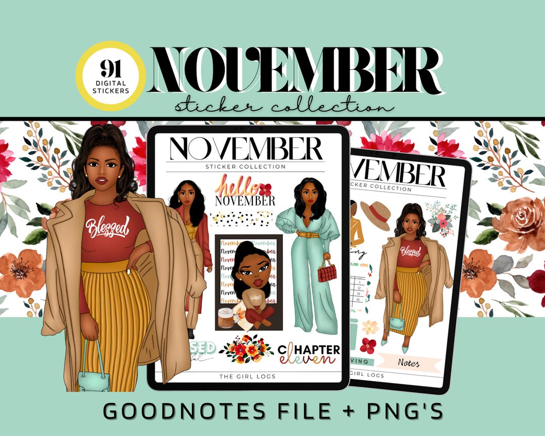 November 2023 Digital Stickers for Goodnotes, November Goodnotes ...