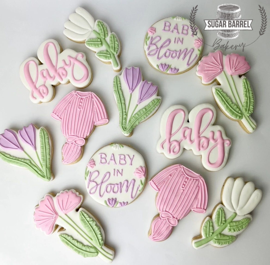 1 Dozen "baby in Bloom" Sugar Cookies - Etsy