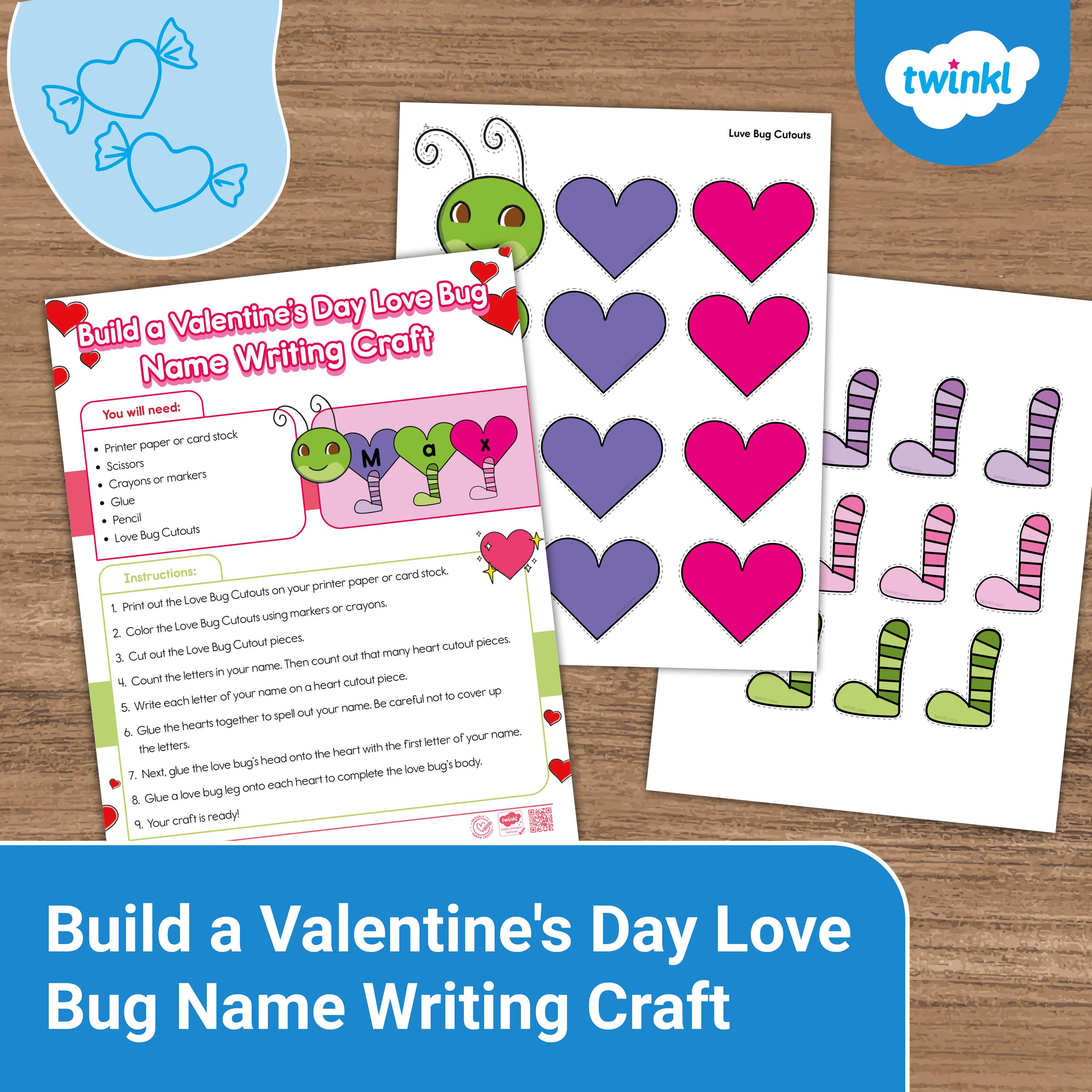 Build A Valentine's Day Love Bug Name Writing Craft - Etsy