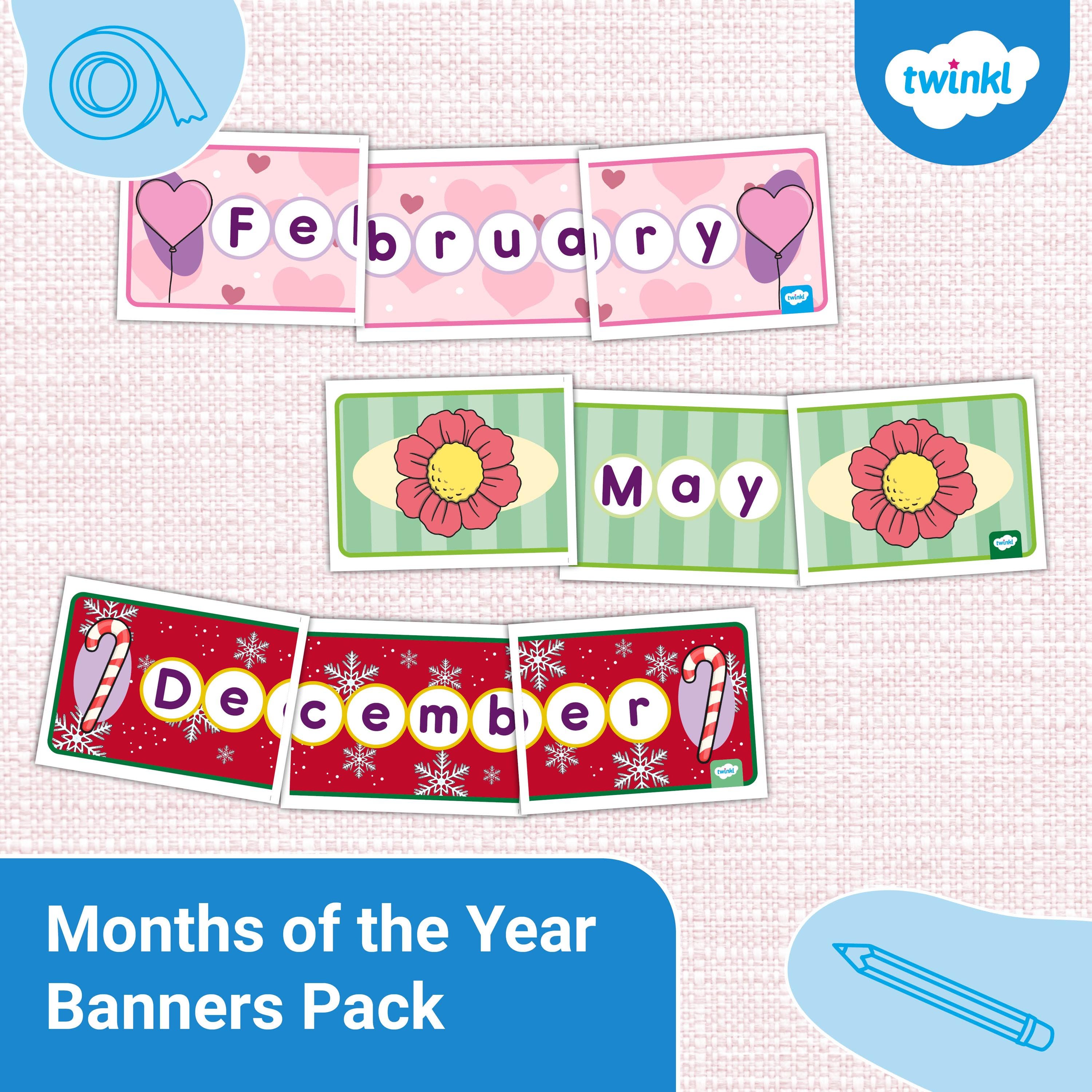 Months of the Year Banner Pack - Etsy