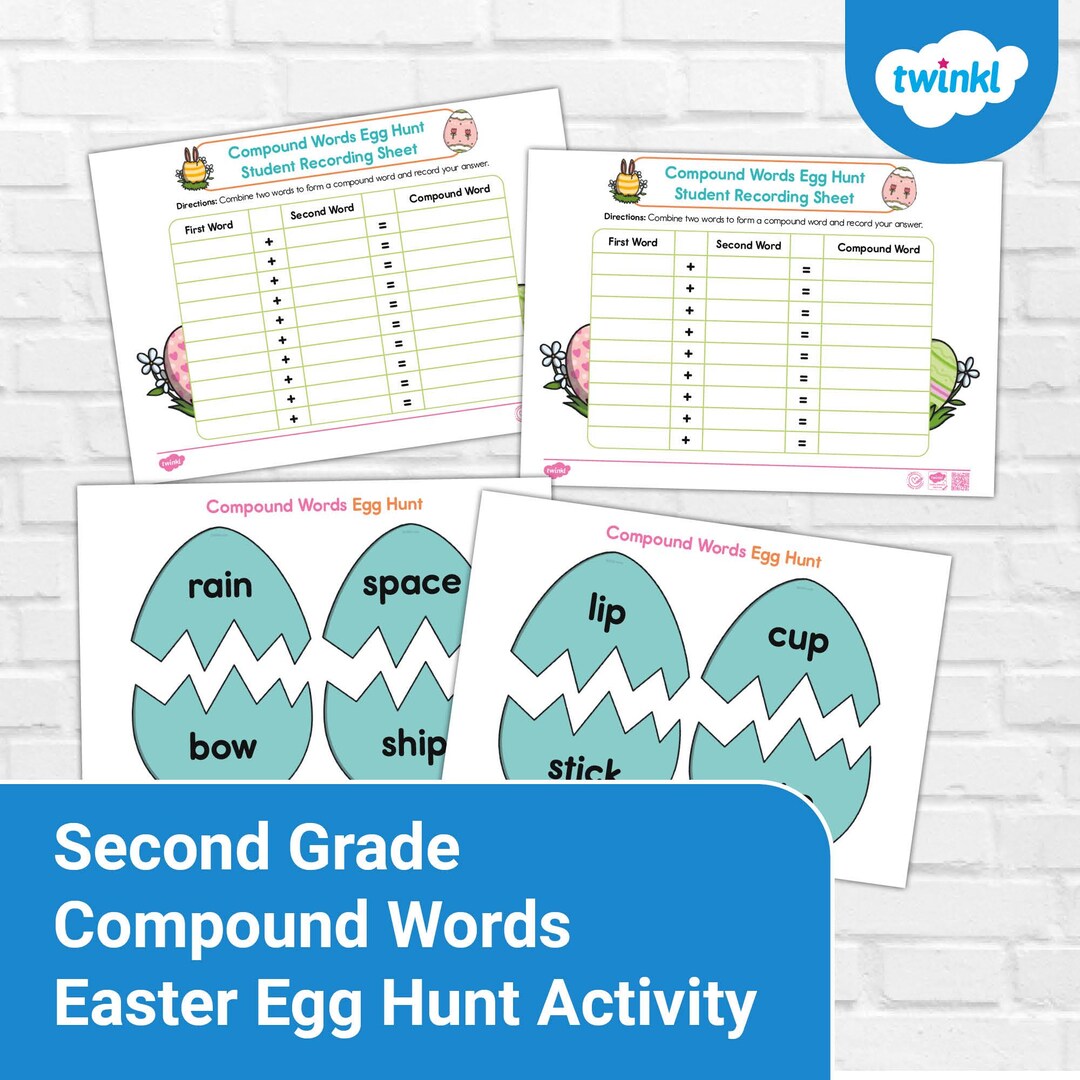 Compound Words Easter Egg Hunt – 2nd Grade Literacy Activity - Etsy