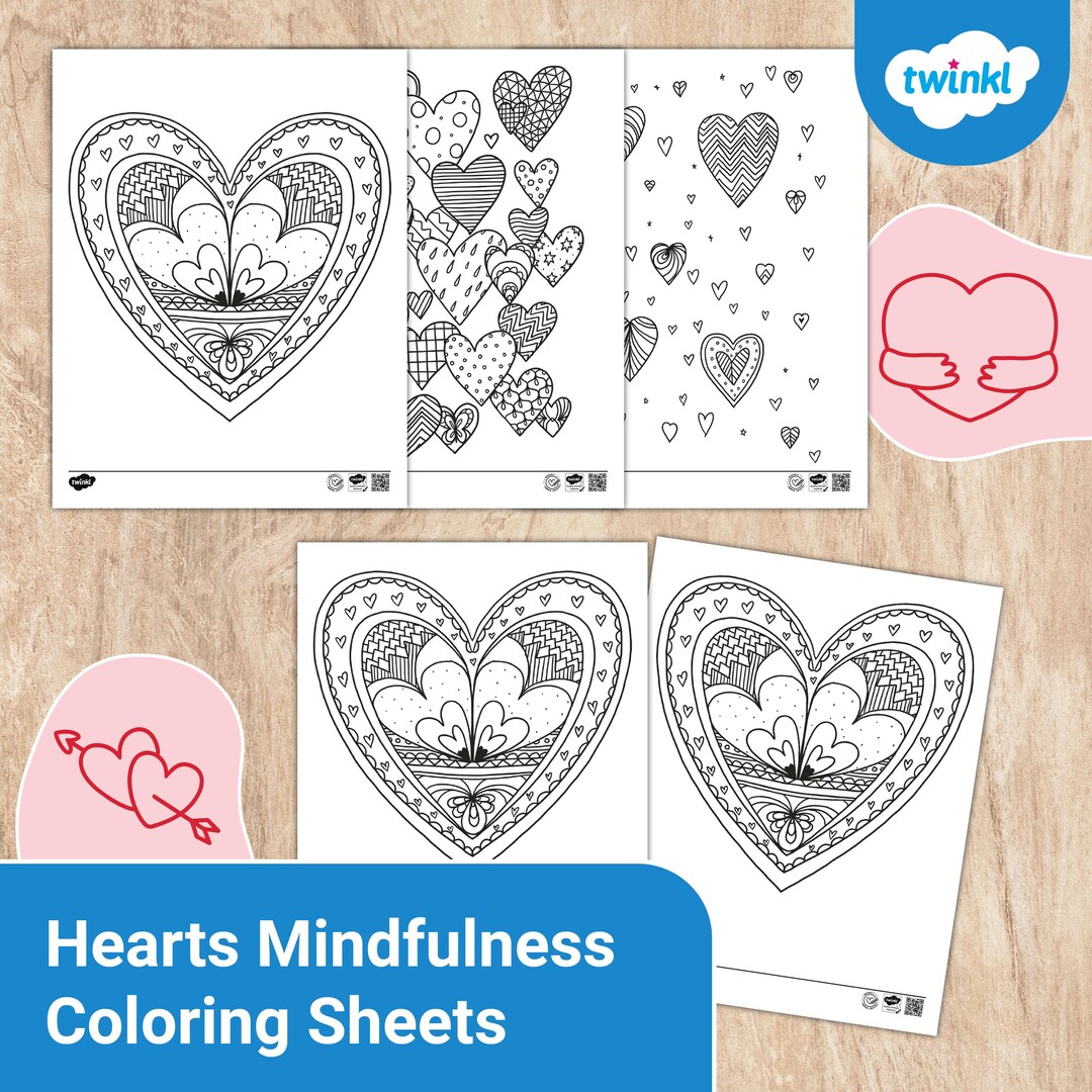 Hearts Mindfulness Coloring Sheets - Etsy