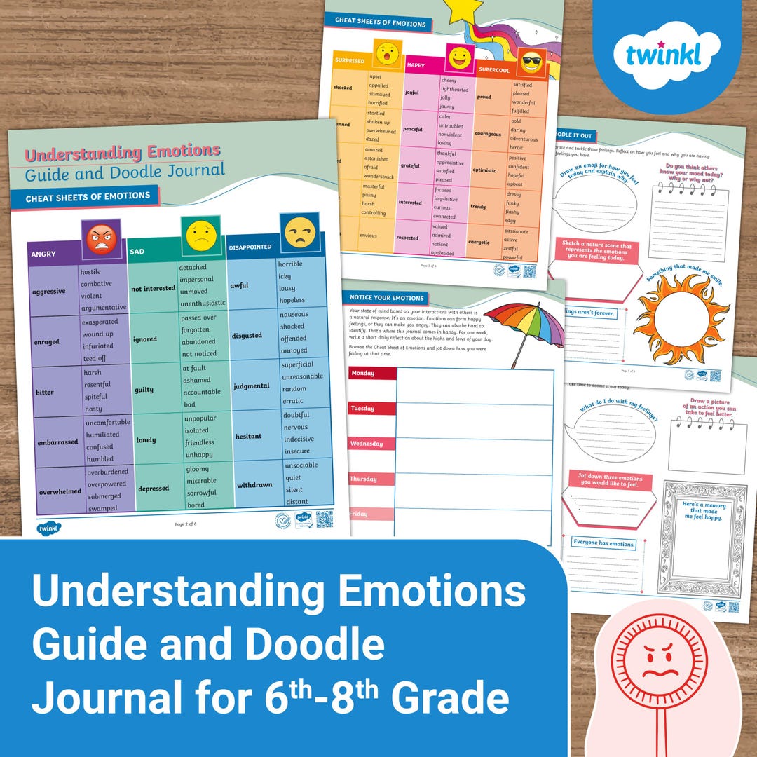 Understanding Emotions Guide and Doodle Journal for 6th-8th Grade - Etsy