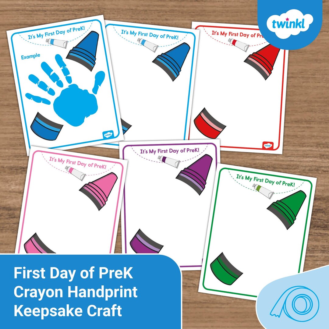 First Day of Prek Crayon Handprint Keepsake Craft - Etsy
