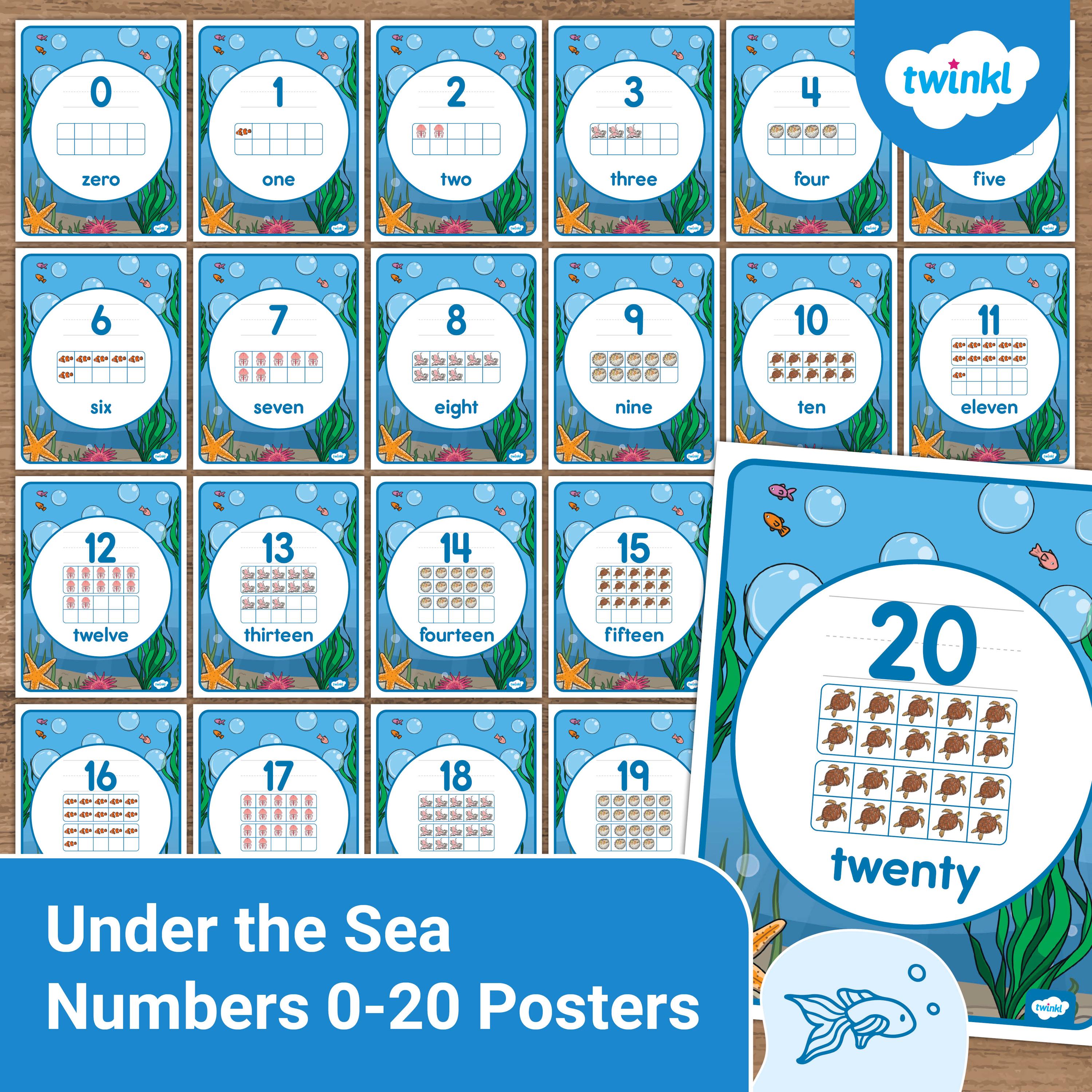 Under the Sea Numbers 0-20 Posters - Etsy