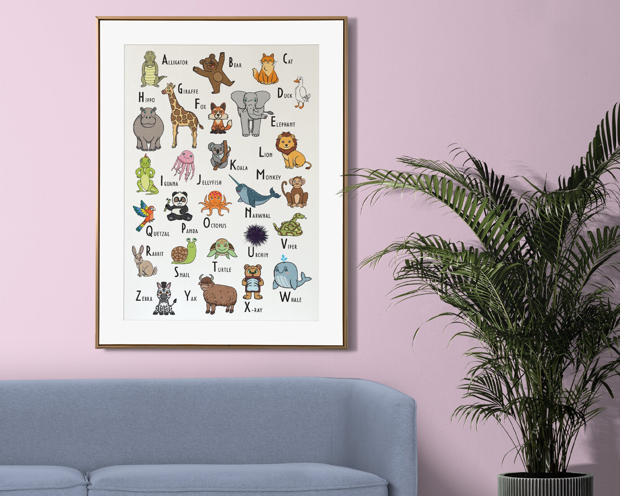 Animal Themed Alphabet Printable Poster Nursery Printable Decor A-Z ...