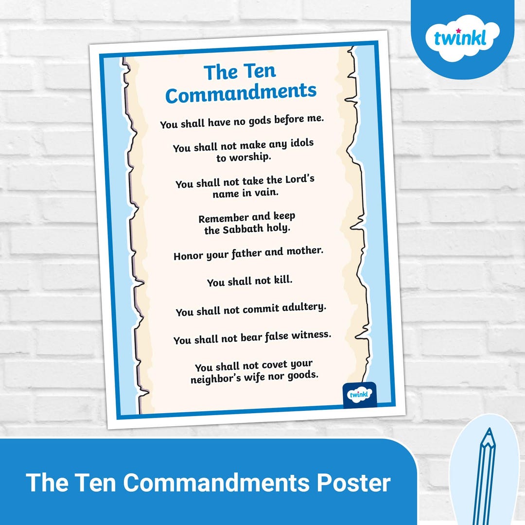 The Ten Commandments Poster | Bible Study Printable Decor - Etsy