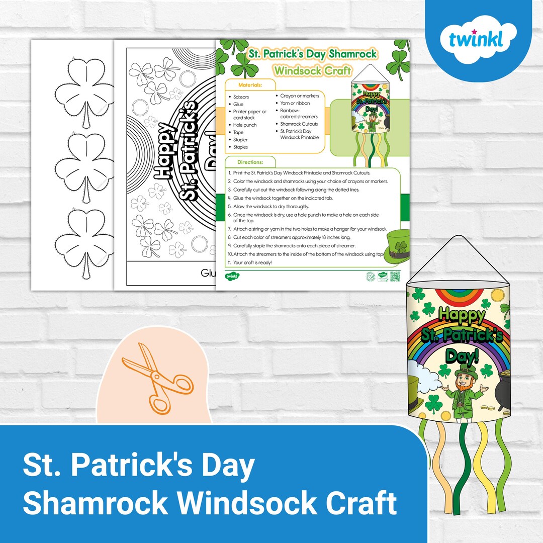 St. Patrick's Day Shamrock Windsock Craft - Etsy