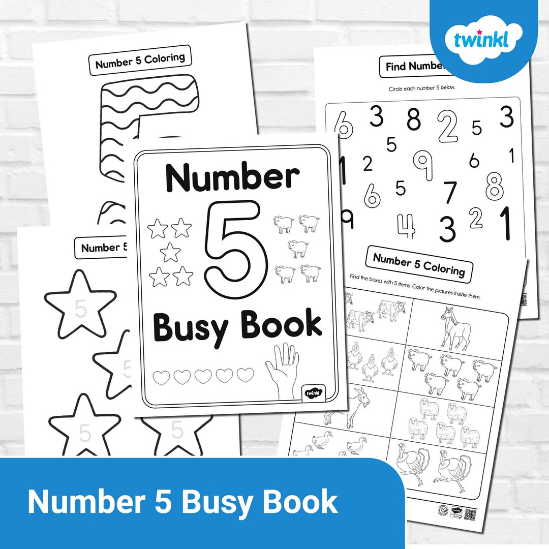 Number 5 Busy Book – Printable Early Math Activity for Preschool ...