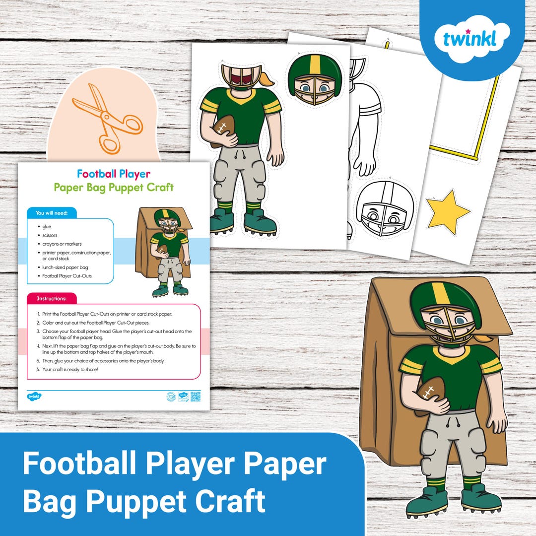 Football Player Paper Bag Puppet Craft - Etsy