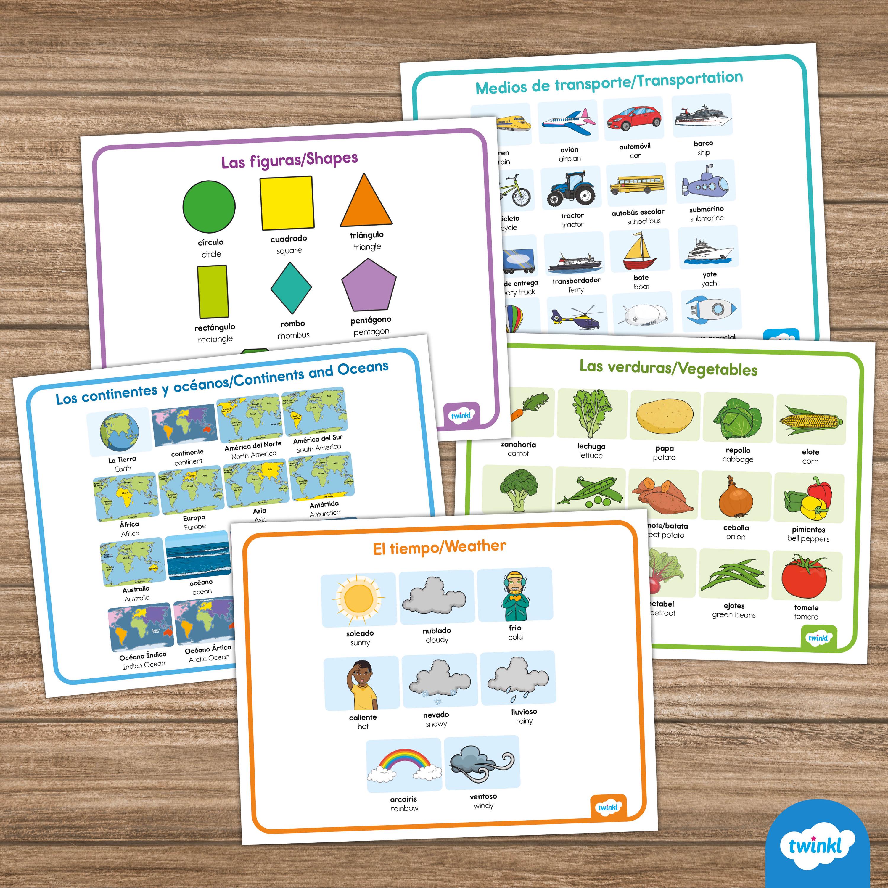 Spanish/english Basic Vocabulary Word Mat Pack - Etsy