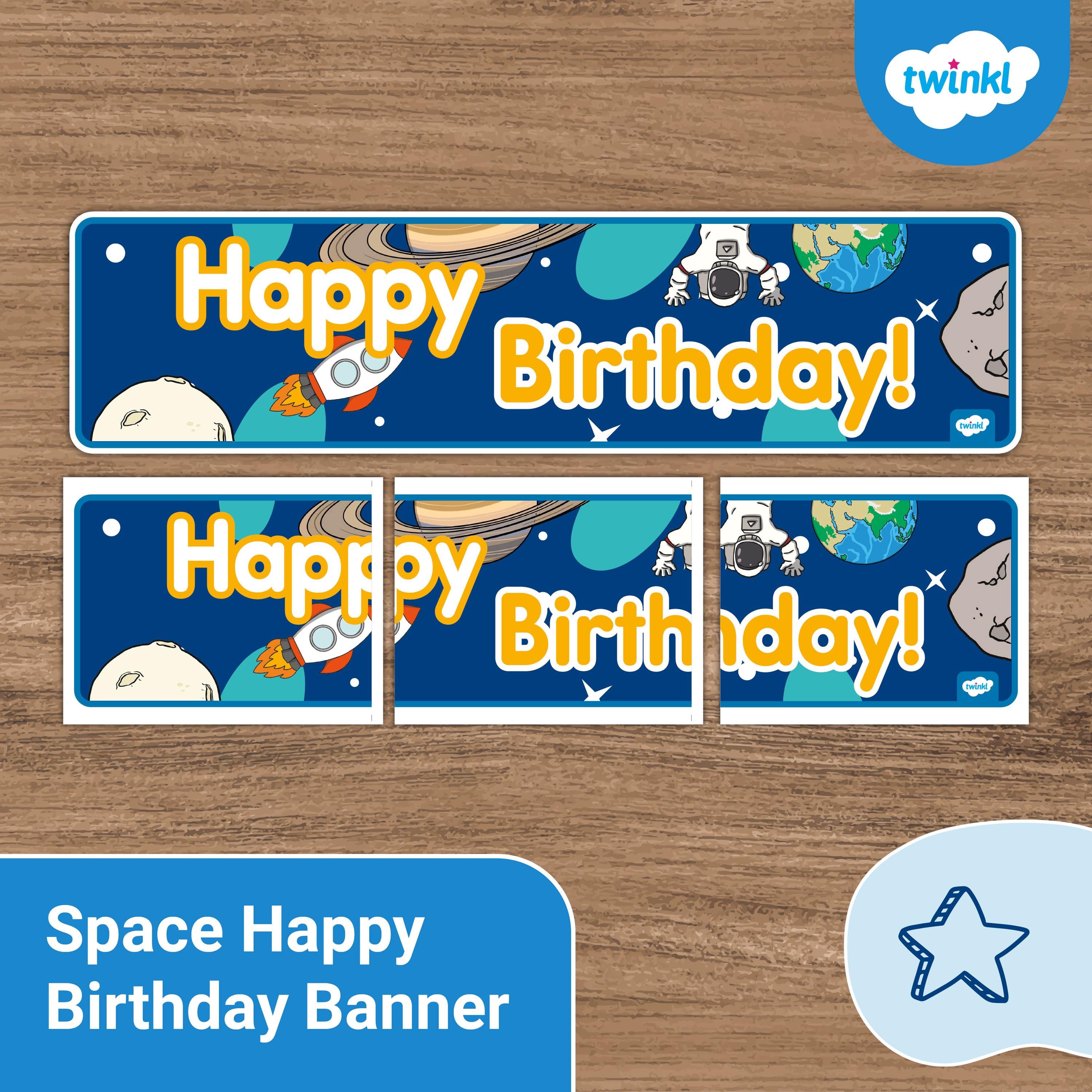 Space Happy Birthday Banner - Etsy