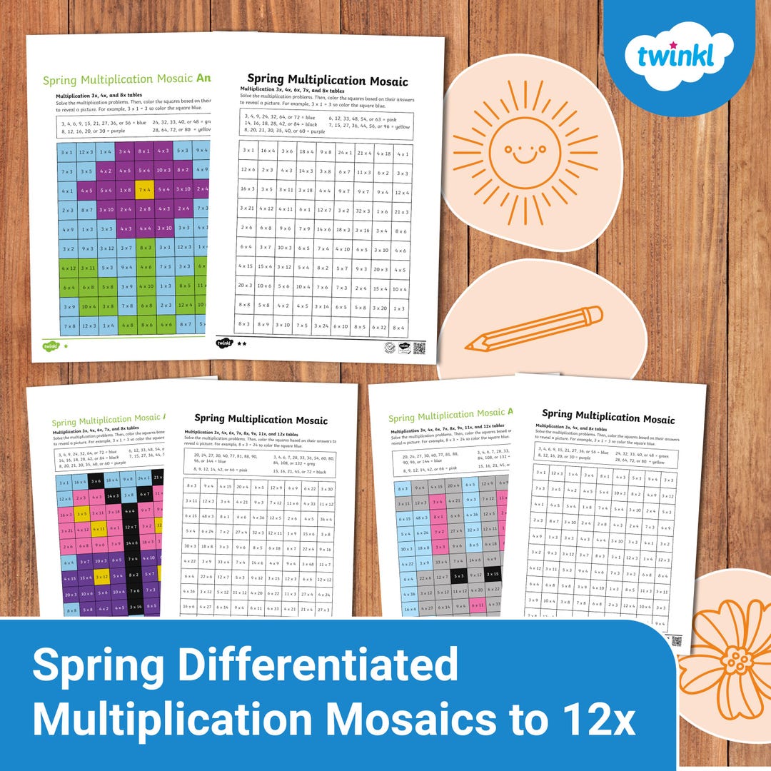 Spring Differentiated Multiplication Mosaics to 12x - Etsy