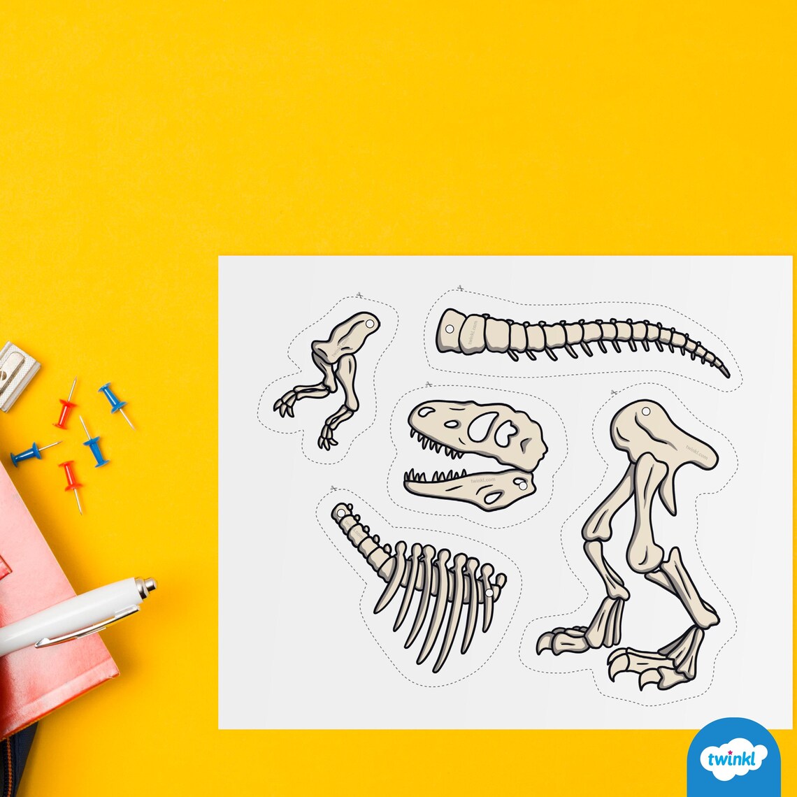 Dinosaur Skeleton Split Pin Craft - Etsy