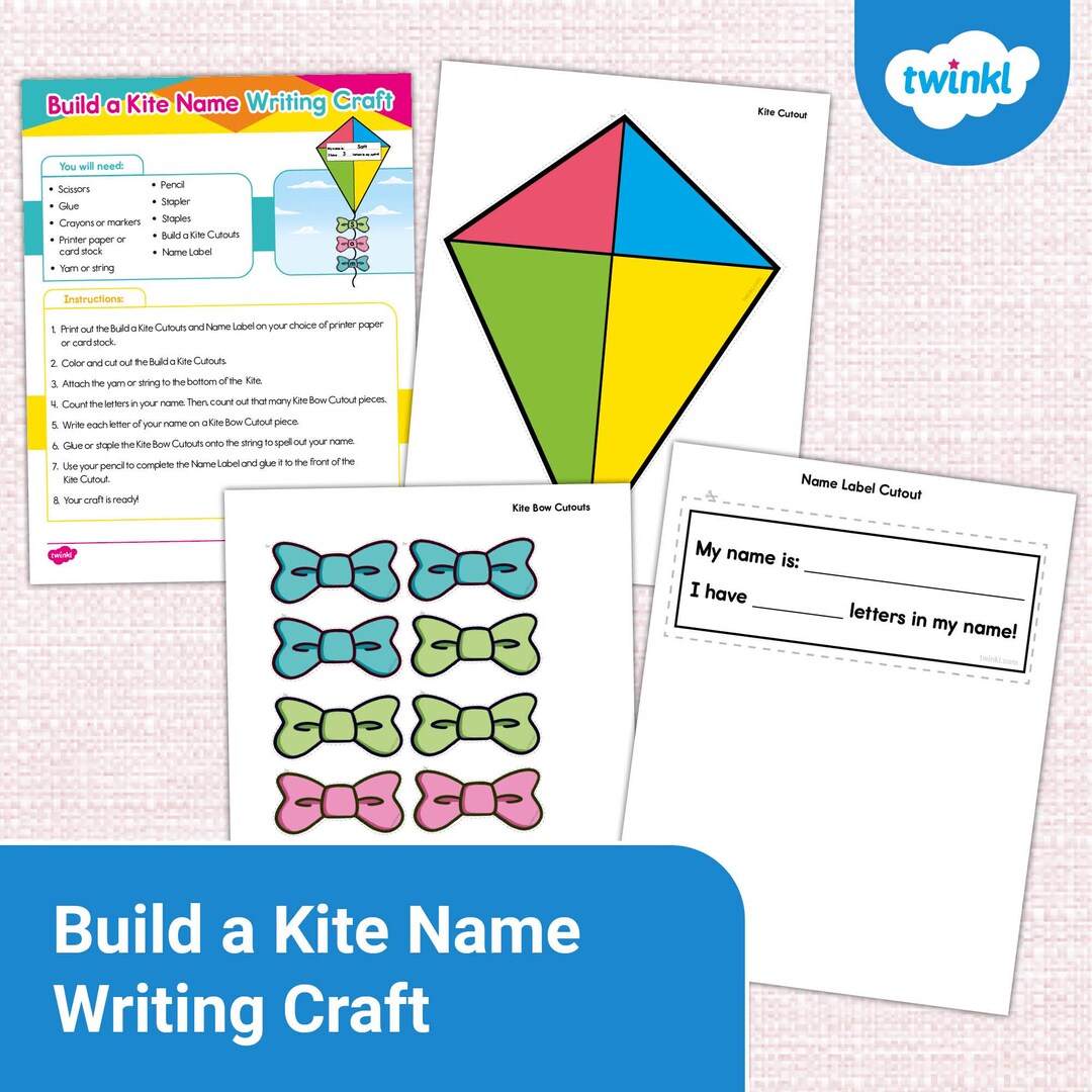 Build a Kite Name Writing Craft – Printable Fine Motor & Name Practice ...