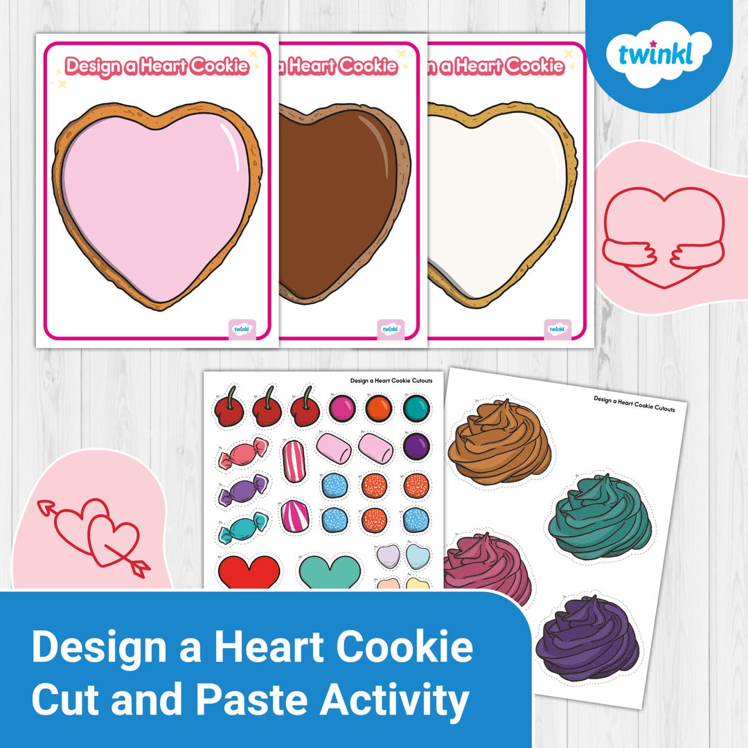 Design a Heart Cookie Cut and Paste Activity - Etsy