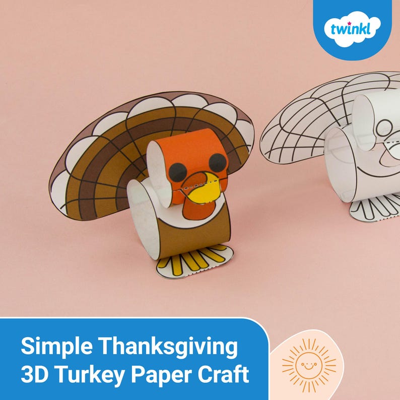 Simple Thanksgiving 3D Turkey Paper Craft - Etsy
