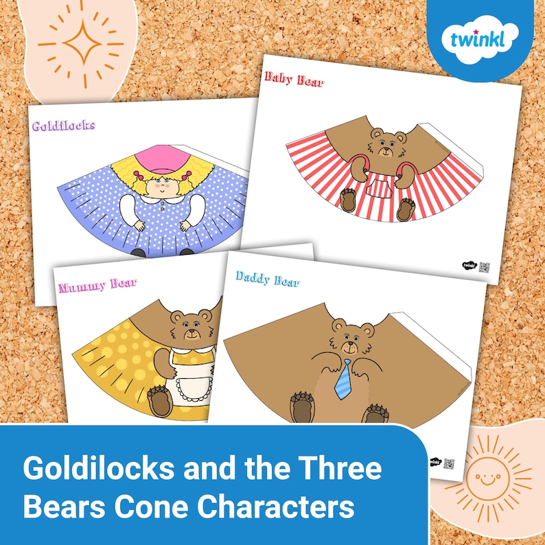 Goldilocks and the Three Bears Paper Craft Cone Characters – Printable ...