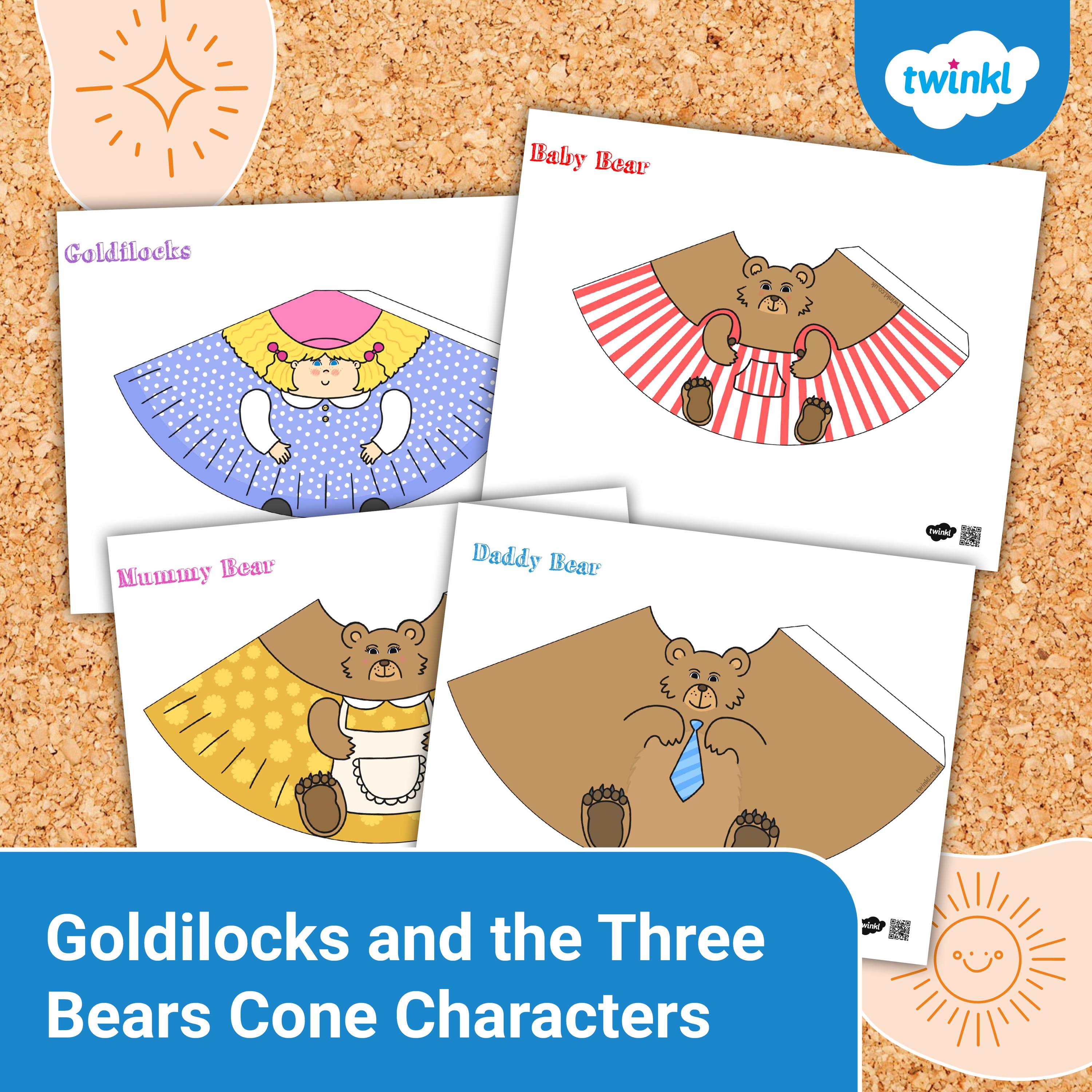 Goldilocks and the Three Bears Paper Craft Cone Characters – Printable ...