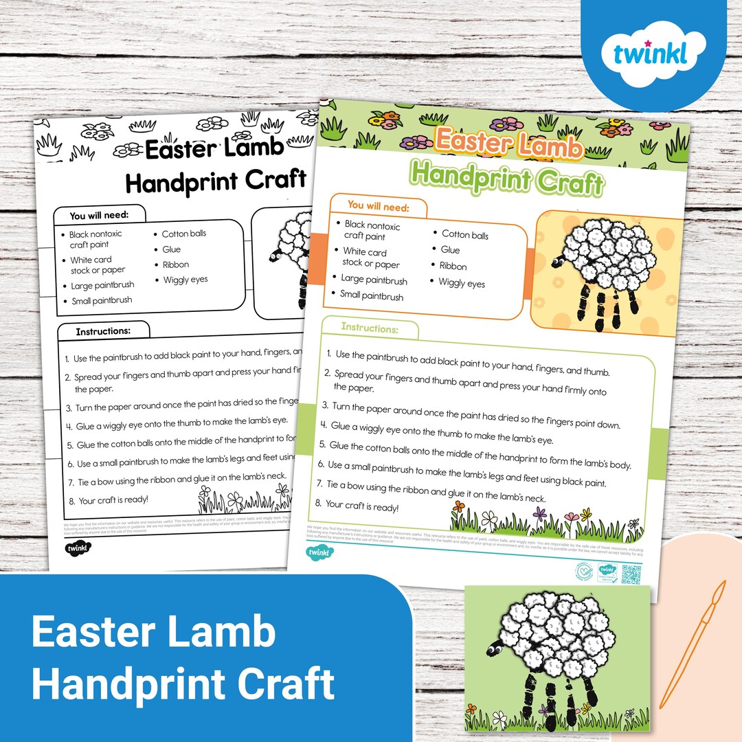 Easter Lamb Handprint Craft - Etsy