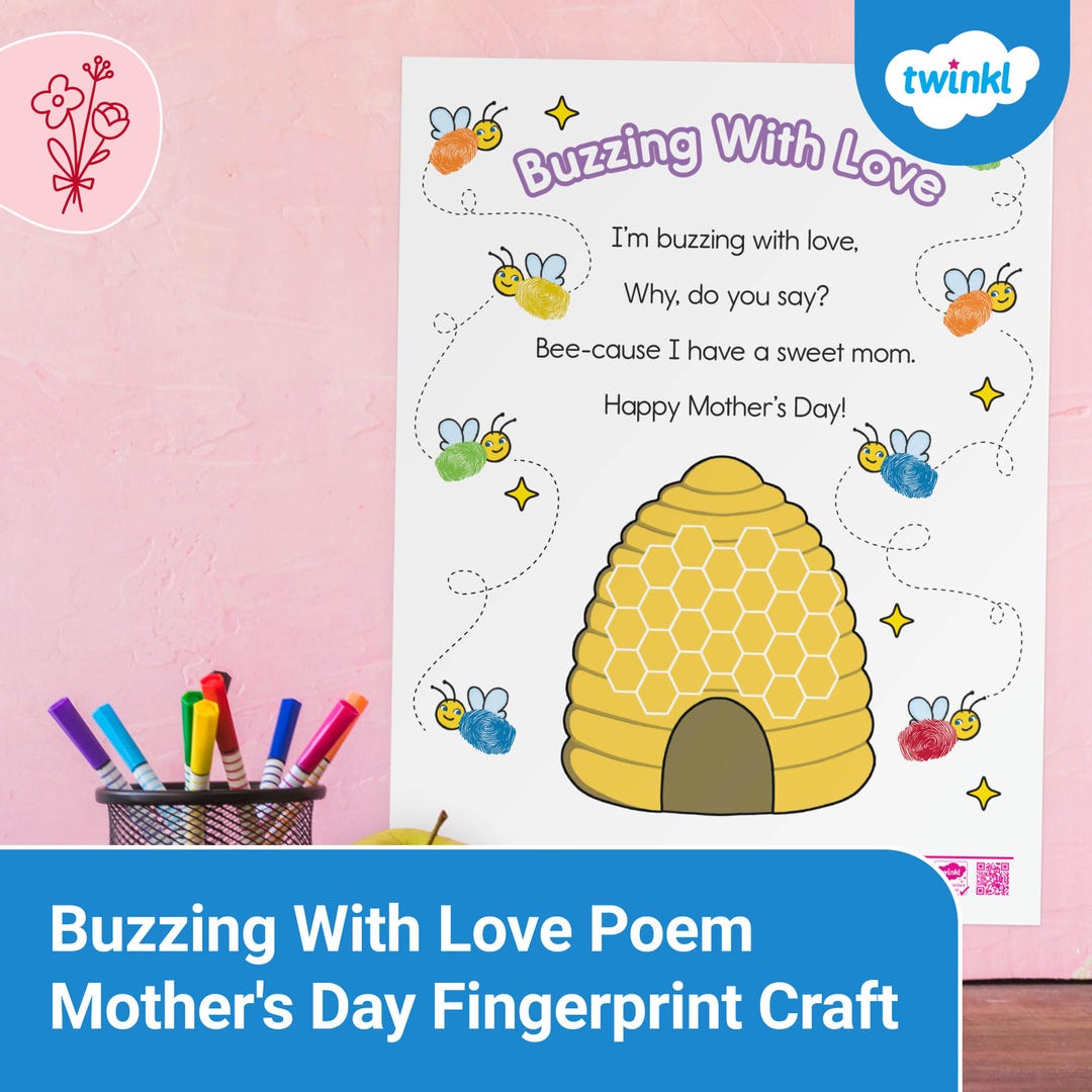 Buzzing With Love Poem Mother's Day Fingerprint Craft - Etsy