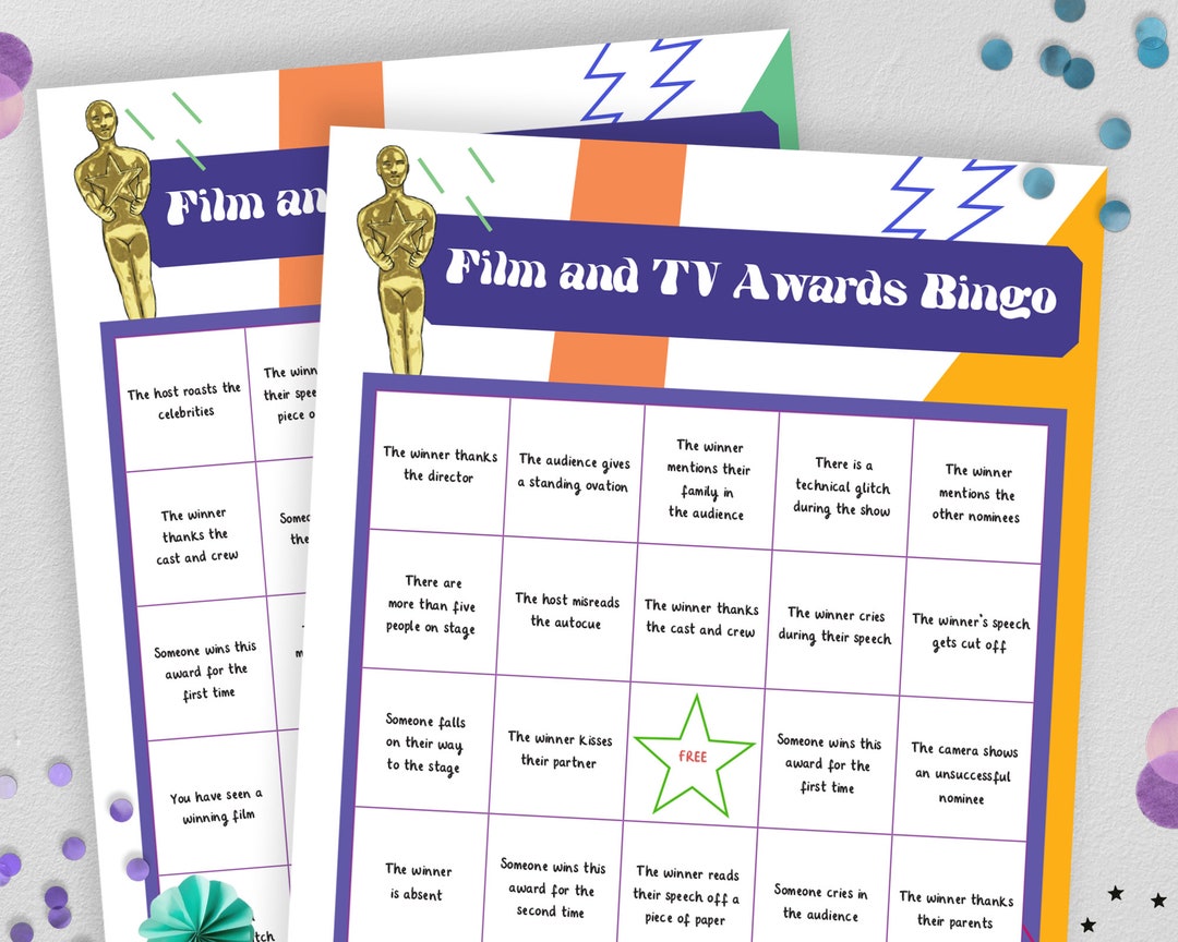Film & TV Awards Show Bingo Game Printable Printable Awards Show Bingo ...