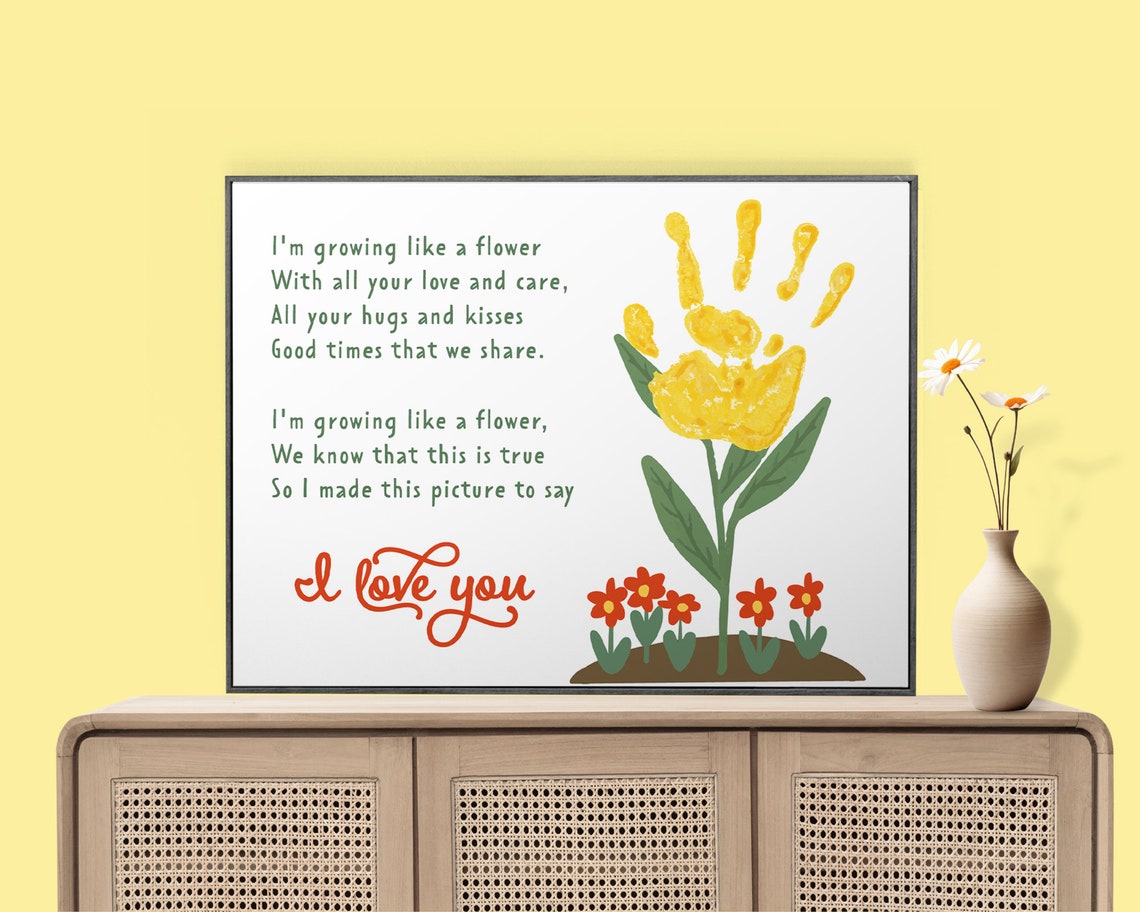 Growing Like A Flower Poem & Handprint Printable Poster | Handprint ...