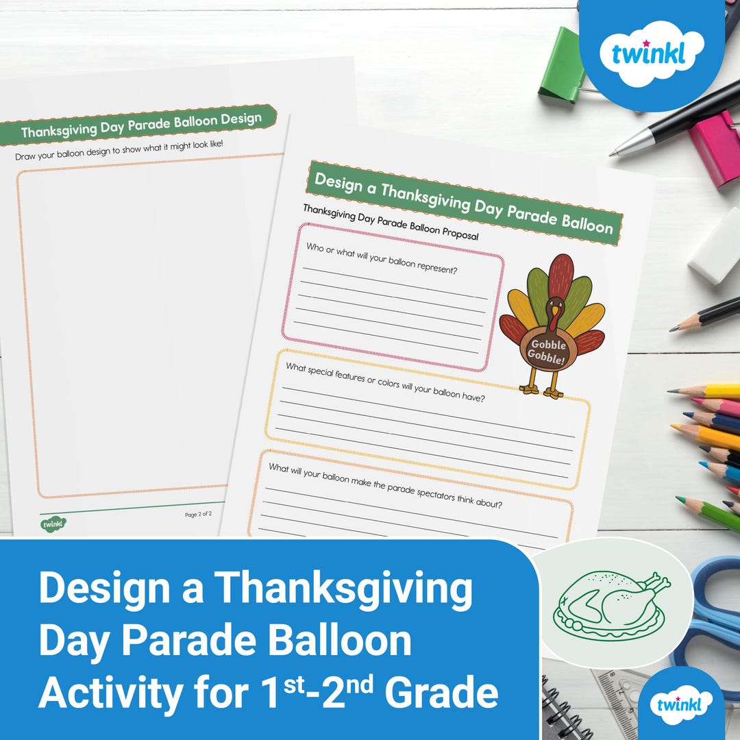 Design a Thanksgiving Day Parade Balloon Activity for 1st-2nd Grade - Etsy