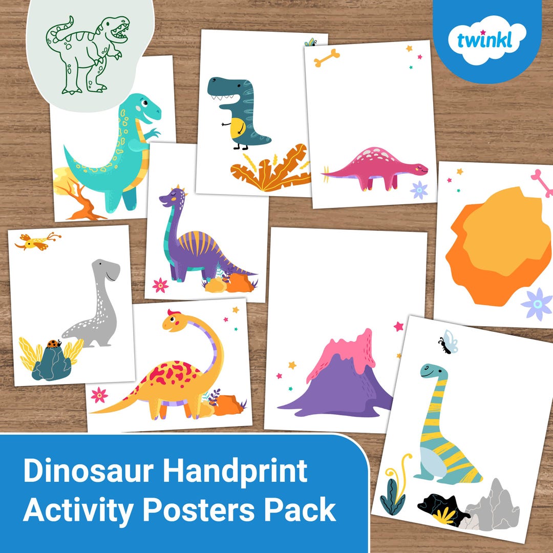 Dinosaur Handprint Activity Posters Pack - Etsy
