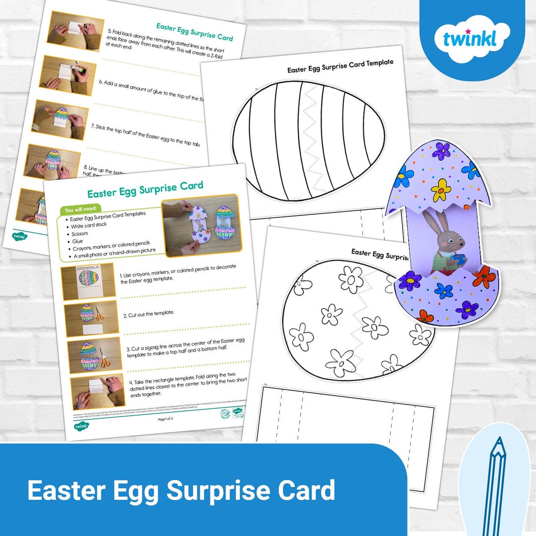 Easter Egg Surprise Card | Coloring Activity for Kids - Etsy
