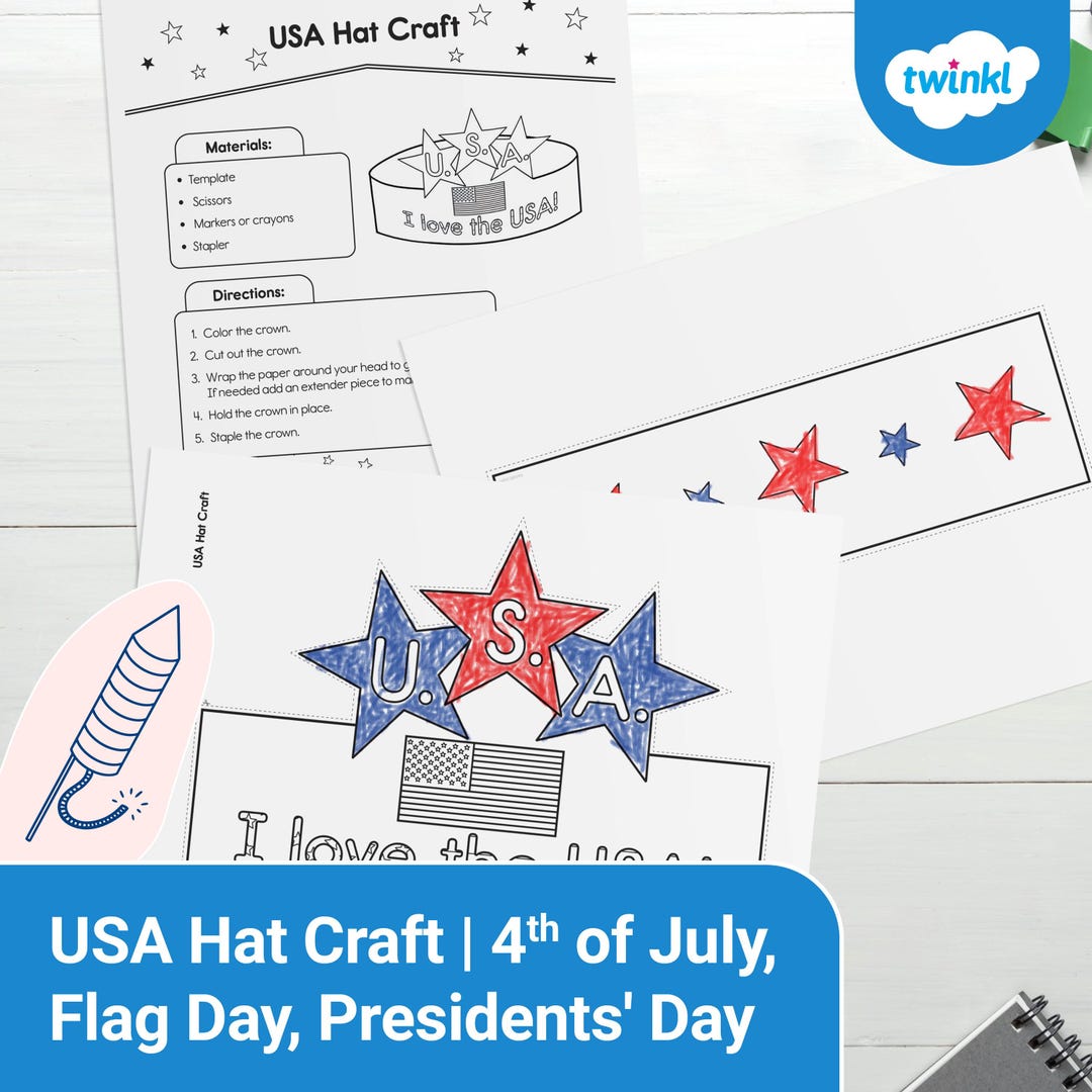USA Hat Craft | 4th of July, Flag Day, Presidents' Day - Etsy