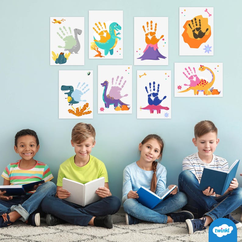 Dinosaur Handprint Activity Posters Pack - Etsy