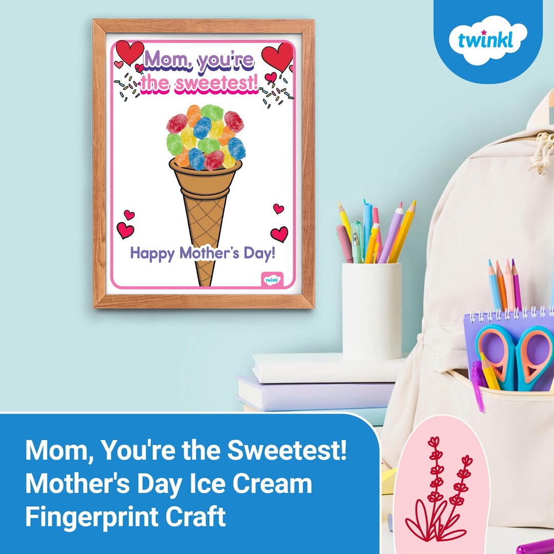 Mom, You're the Sweetest! Mother's Day Ice Cream Fingerprint Craft - Etsy