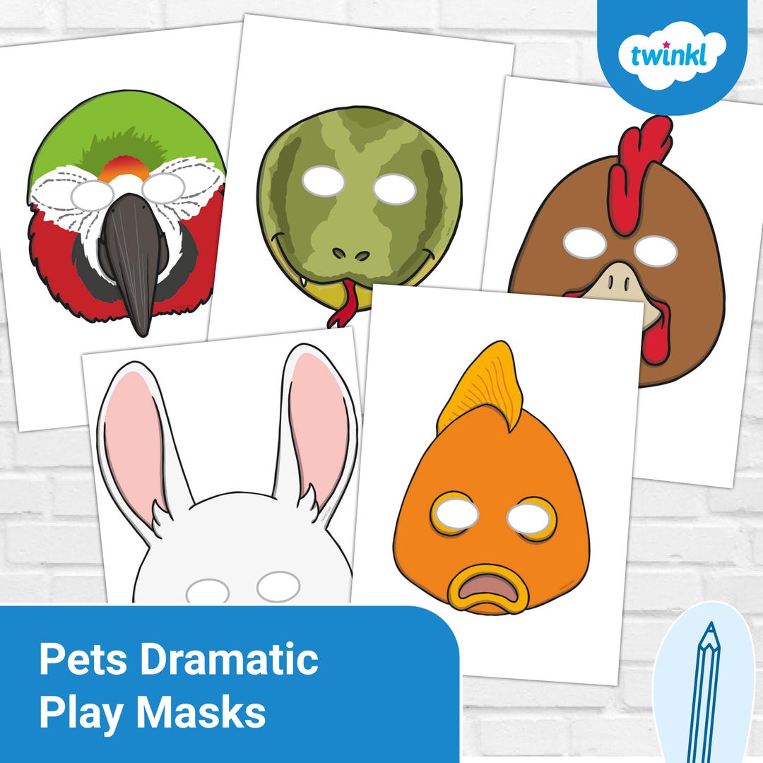 Pets Dramatic Play Masks | Animal Roleplay - Etsy UK