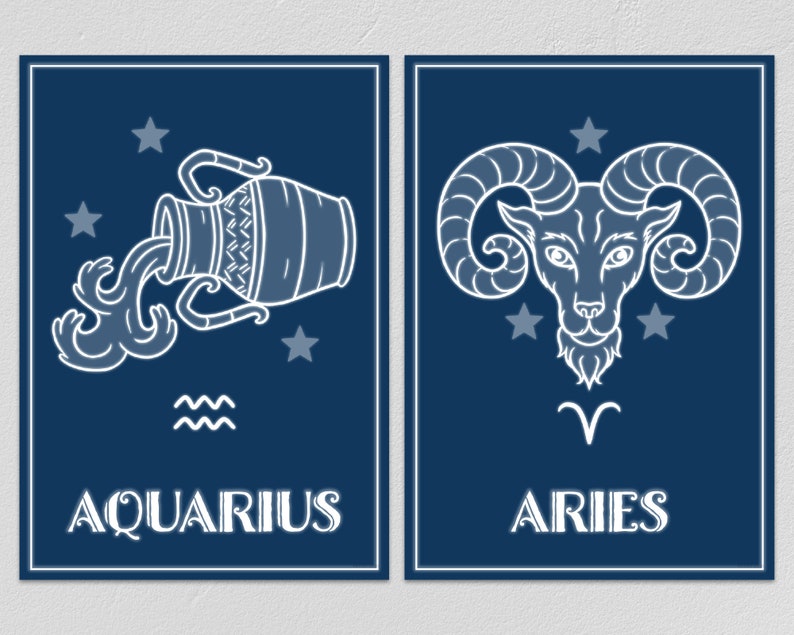 12 Zodiac Sign Printable Cards Star Sign Astrology Cards Instant ...