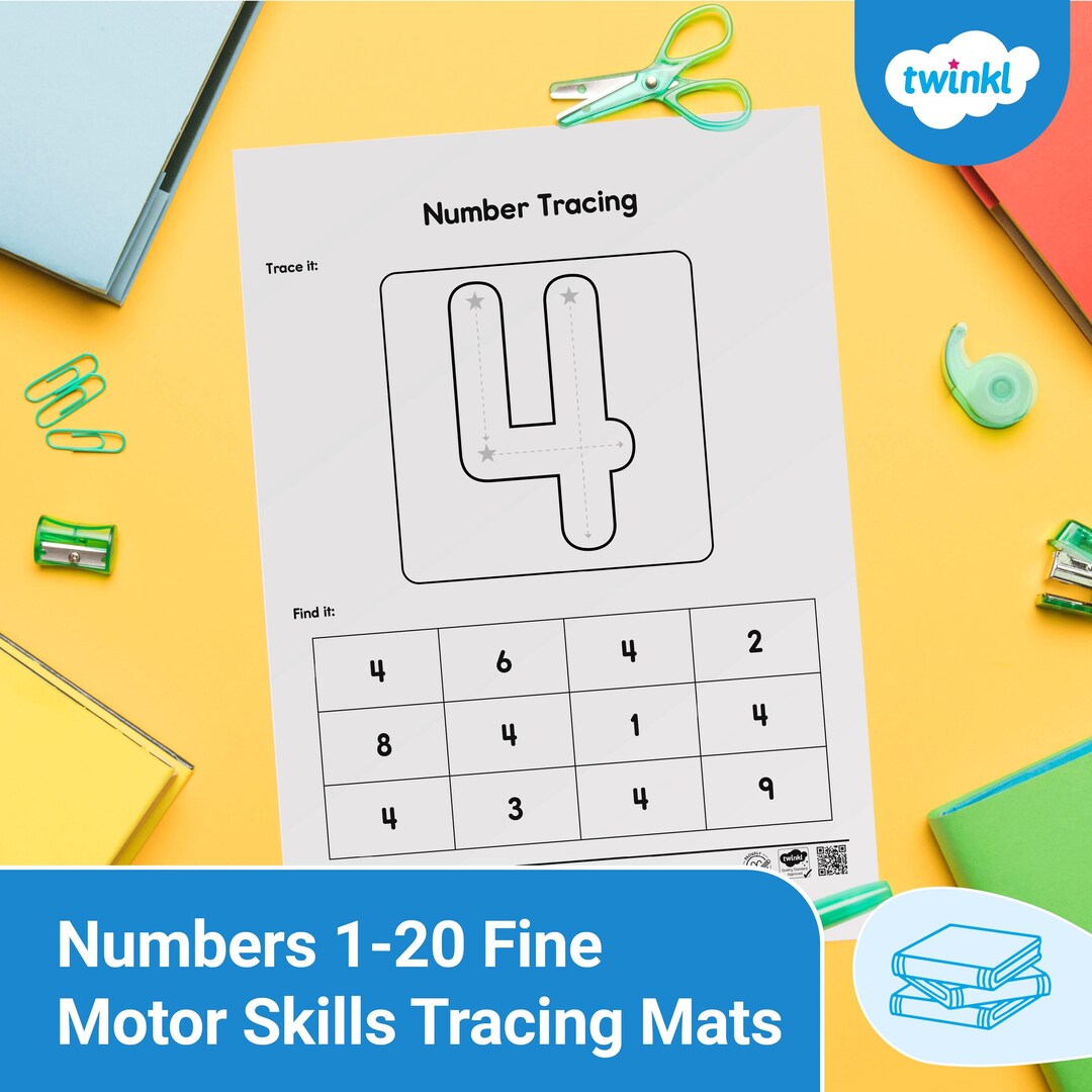 Numbers 1-20 Fine Motor Skills Tracing Mats - Etsy