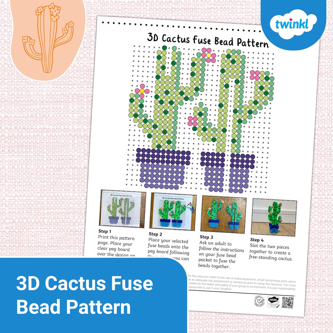 3D Cactus Fuse Bead Pattern - Etsy