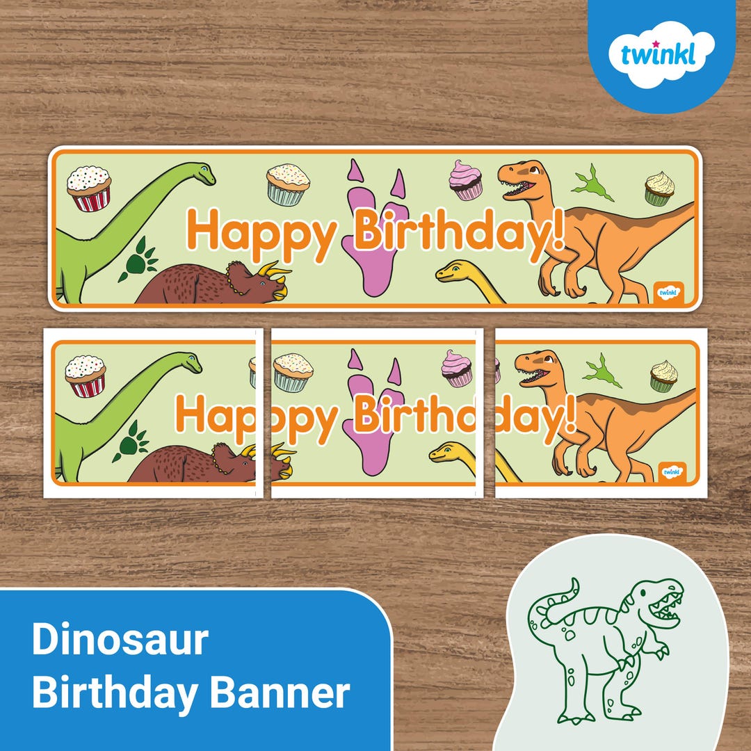 Dinosaur Birthday Banner - Etsy