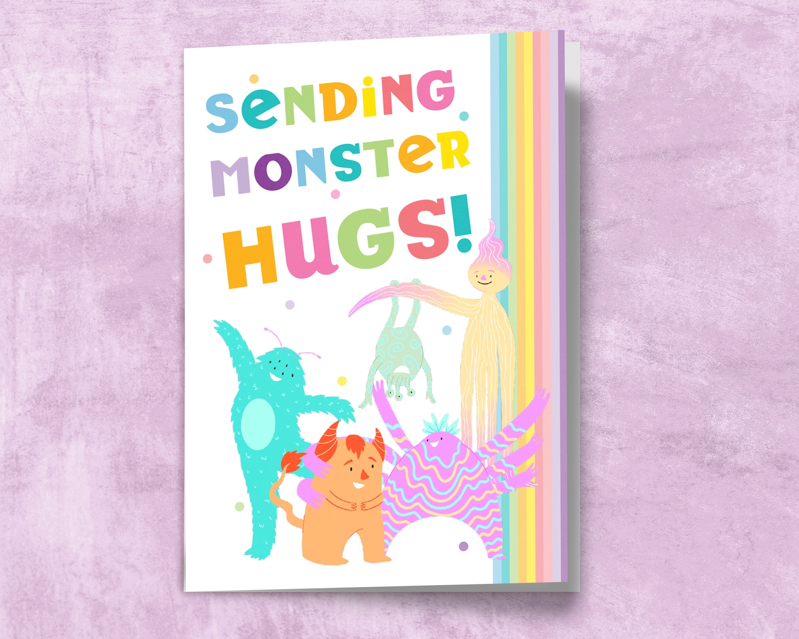 Sending Monster Hugs Card Printable Card Monster Greetings Card Instant ...