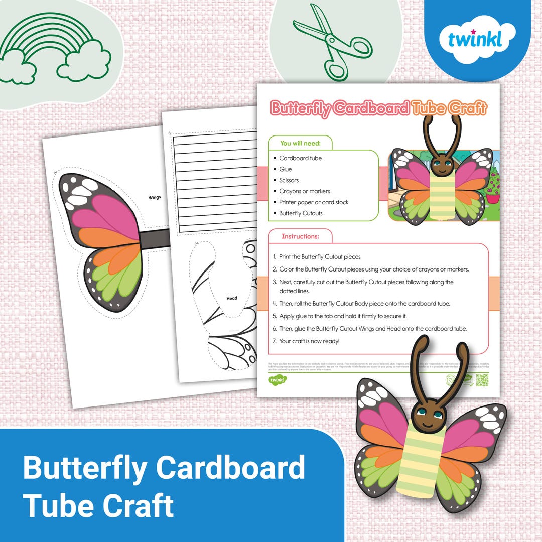 Butterfly Cardboard Tube Craft - Etsy