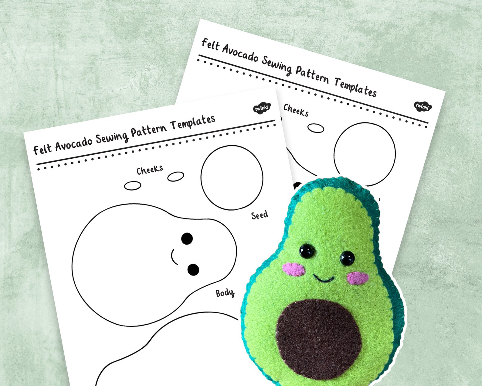 Felt Avocado Sewing Pattern | Digital Craft Pattern | Printable Craft ...