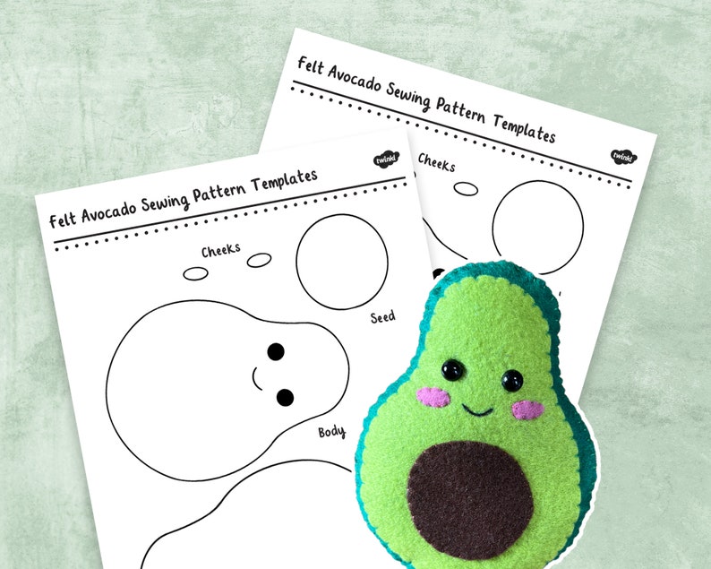Felt Avocado Sewing Pattern | Digital Craft Pattern | Printable Craft ...