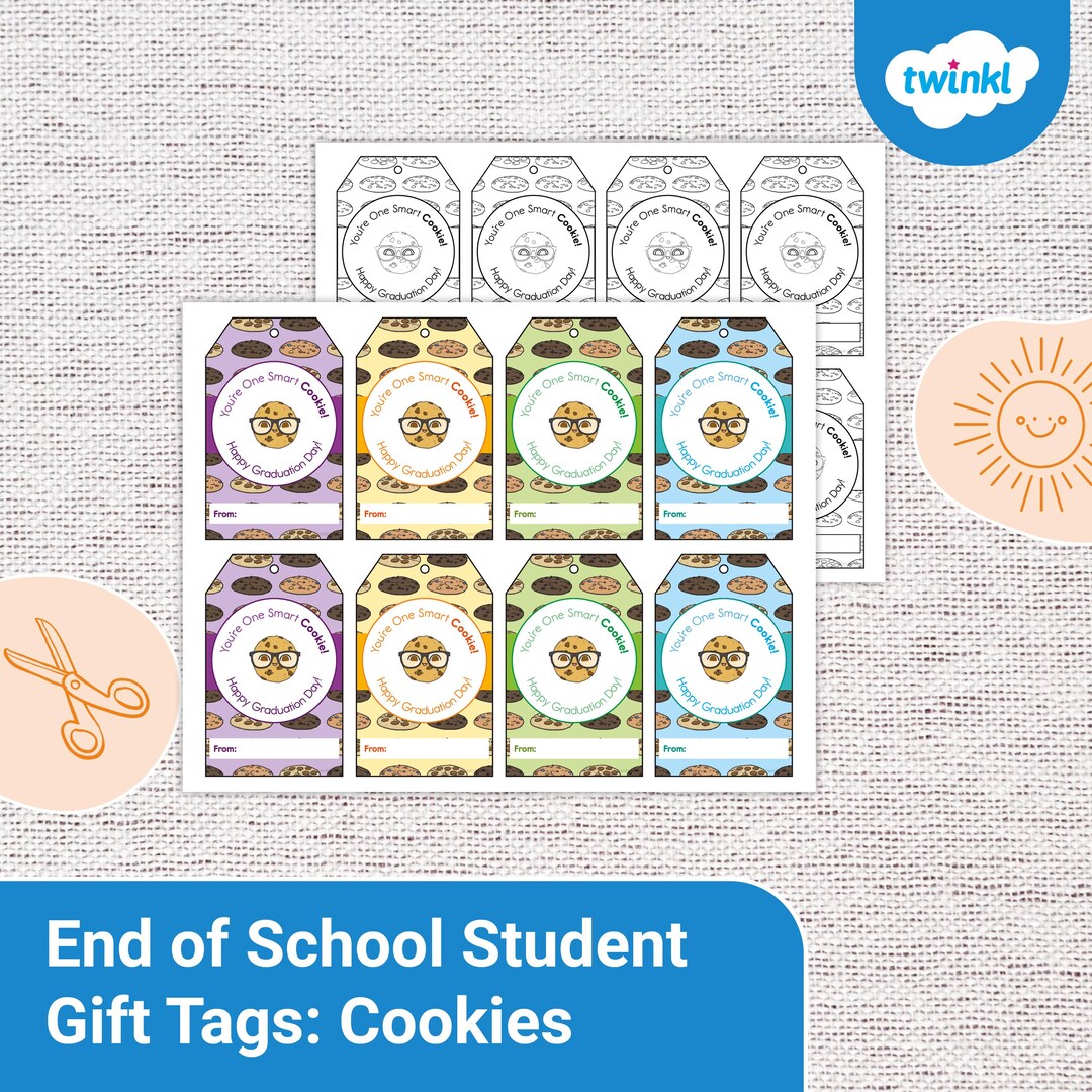End of School Student Gift Tags: Cookies - Etsy