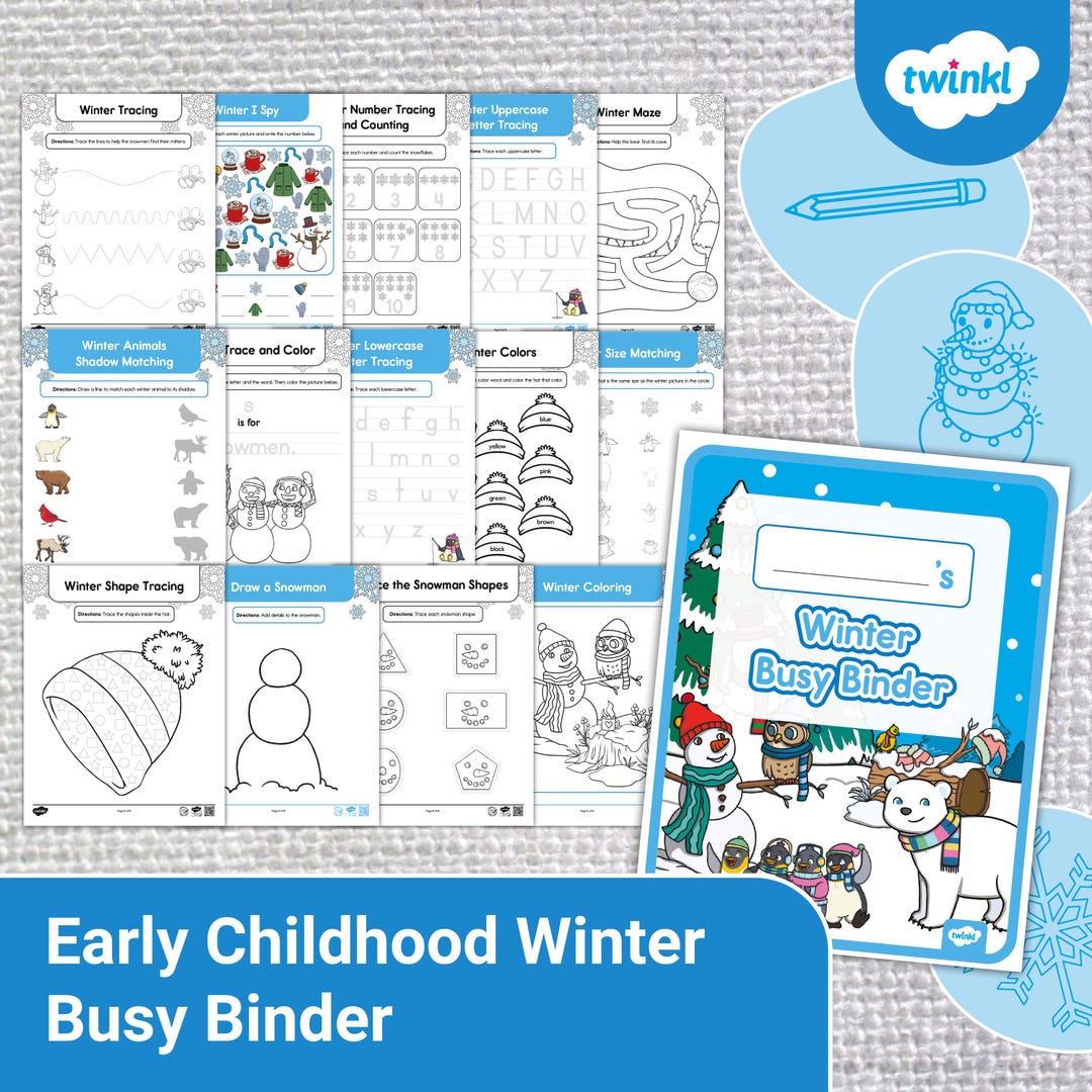 Winter Busy Binder for Kids – No Prep Educational Activities PDF - Etsy
