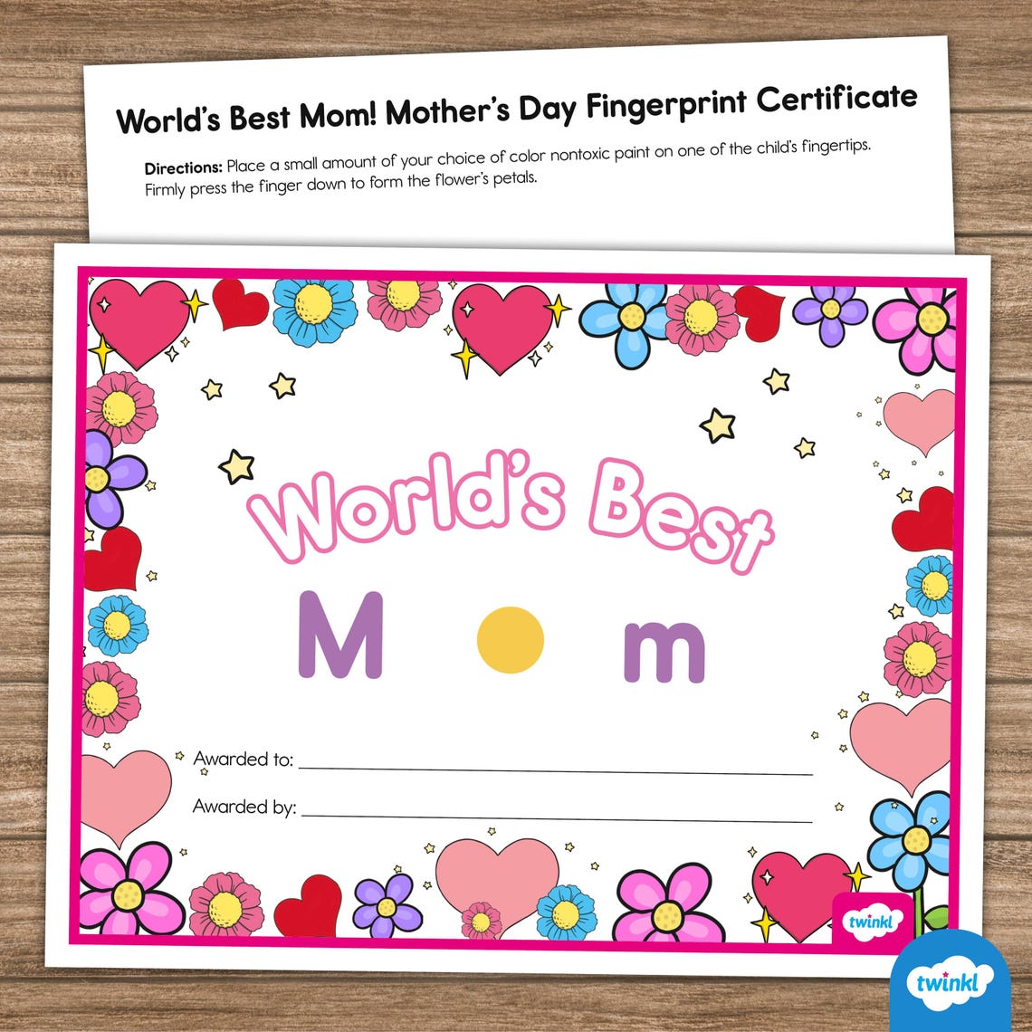 World's Best Mom! Mother's Day Fingerprint Certificate - Etsy