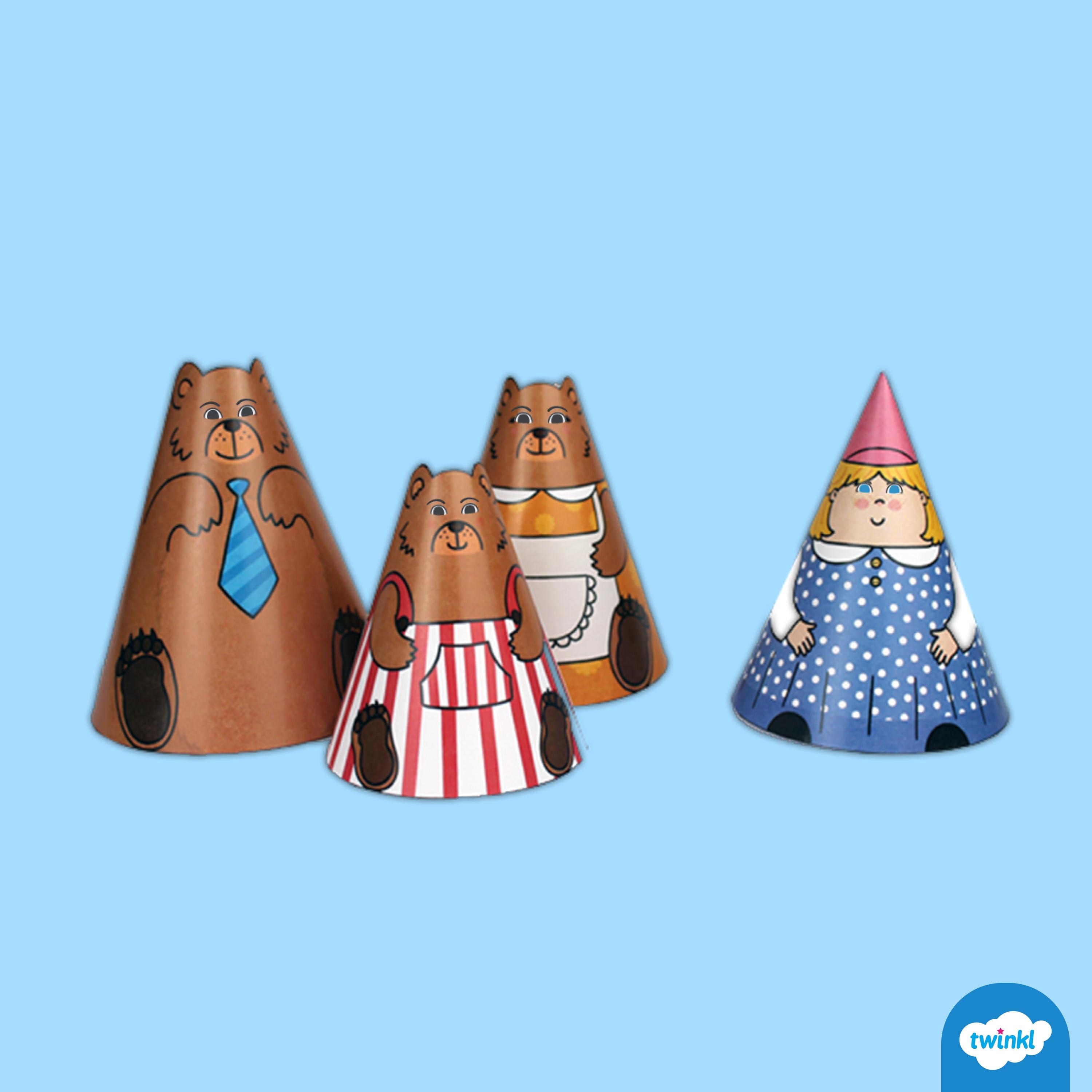 Goldilocks and the Three Bears Paper Craft Cone Characters – Printable ...