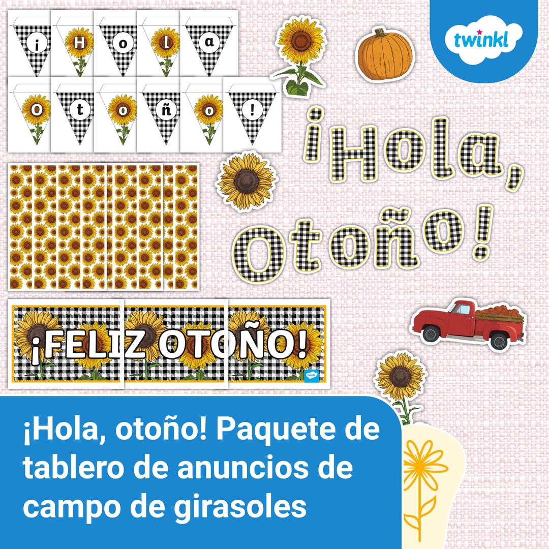 Sunflower Bulletin Board Kit, Spanish Autumn Classroom Decor (digital ...