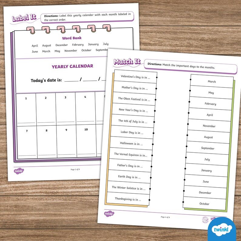 Months of the Year Vocabulary Workbook for ELL Newcomers - Etsy Canada