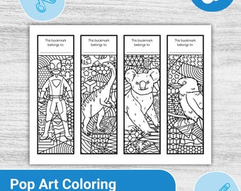 Retro 80s 90s Coloring Bookmarks Comics Pop Art Party Favors Classroom ...
